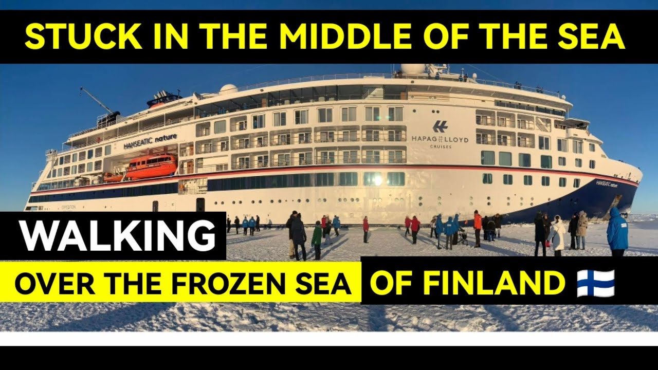 Gäste und Crew der Hanseatic Nature genießen Spaziergänge im gefrorenen ...