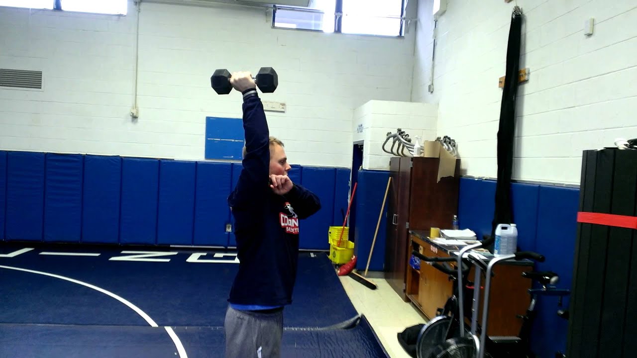 single arm dumbbell overhead press - YouTube