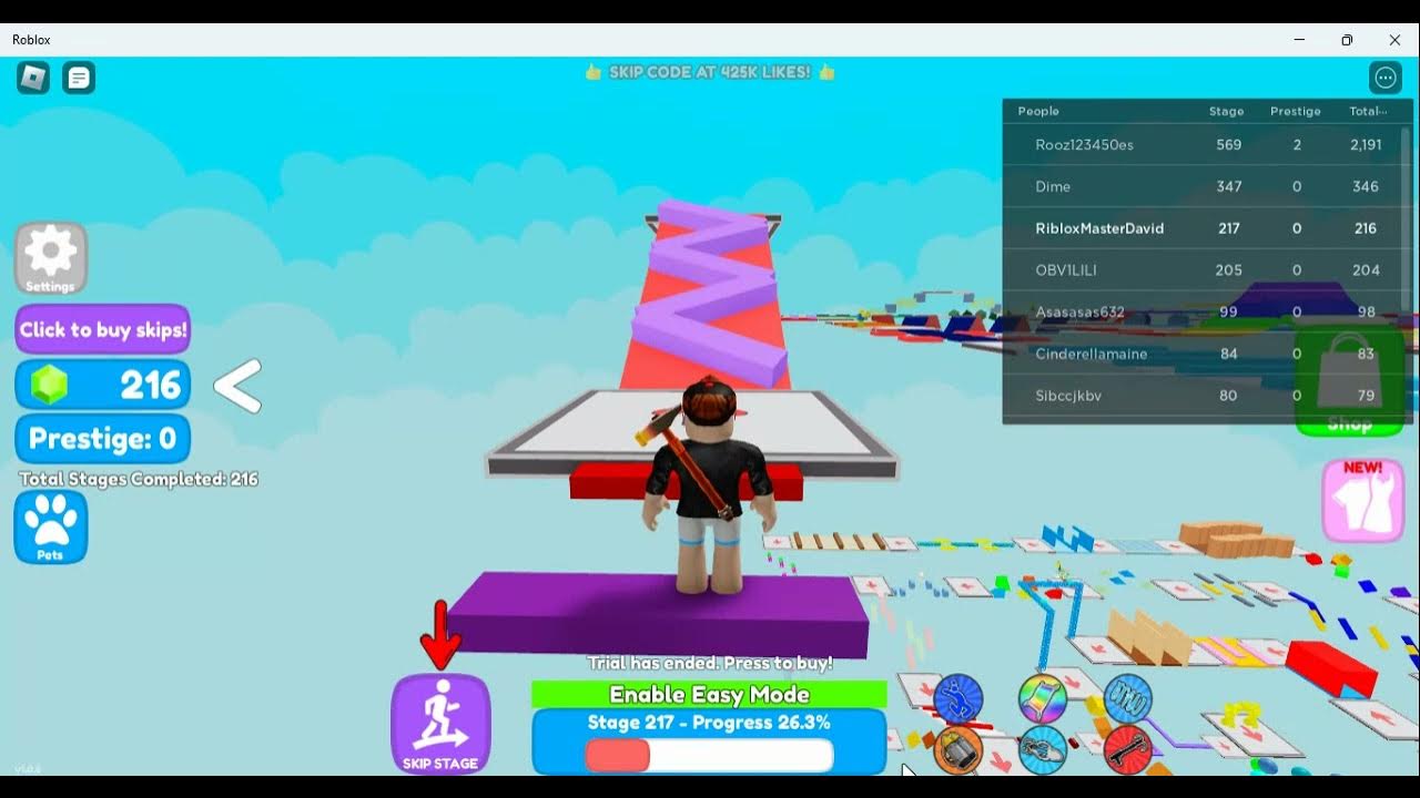 Roblox Mega Easy Obby 825 Stages Part 5 Youtube
