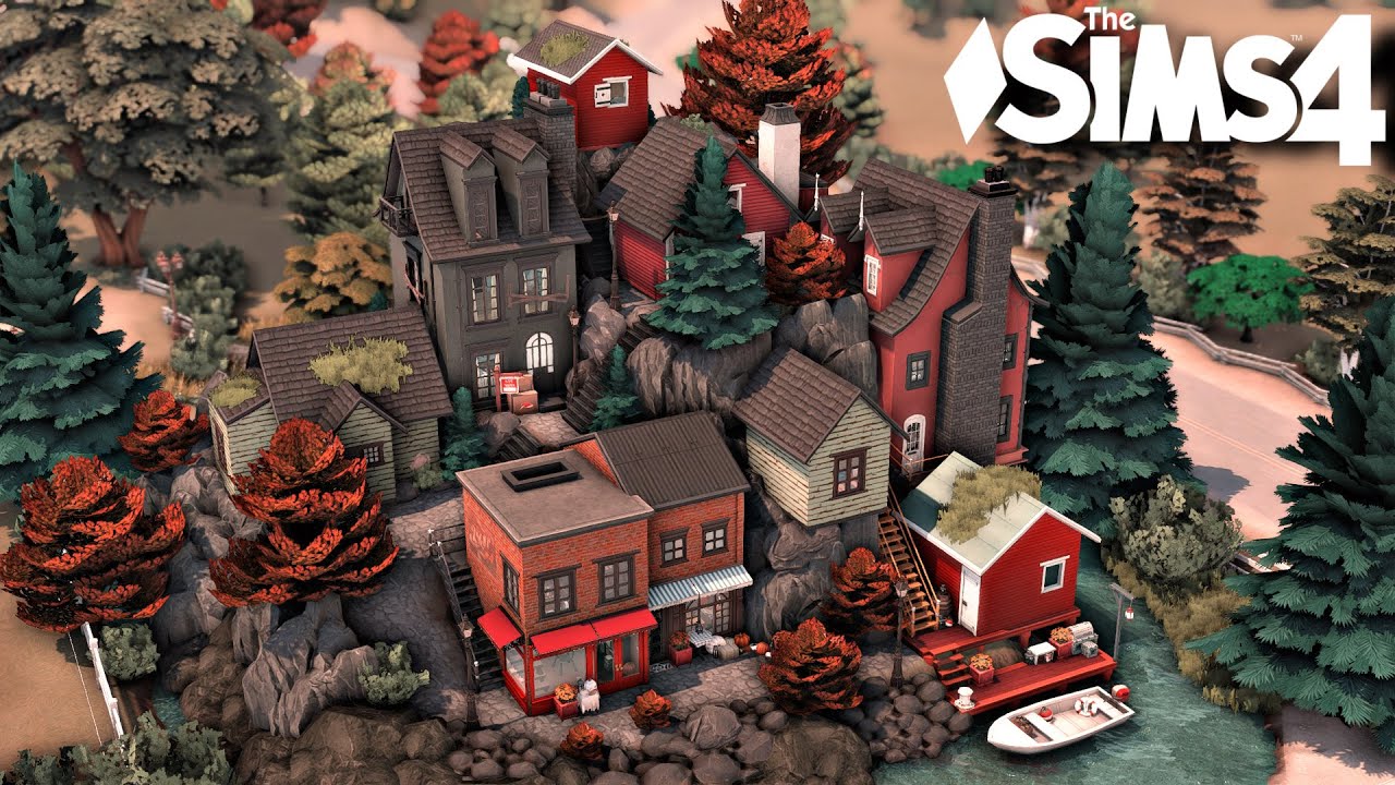 Fall Inspired Village | No CC | The sims 4 | Stop motion Speed - YouTube