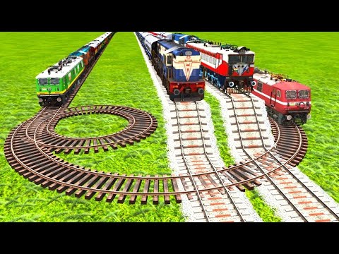 2 TRAINS CROSSING AT MOST DIFICULT ROTATING RAILWAY TRACKS & DIFFERENT ...