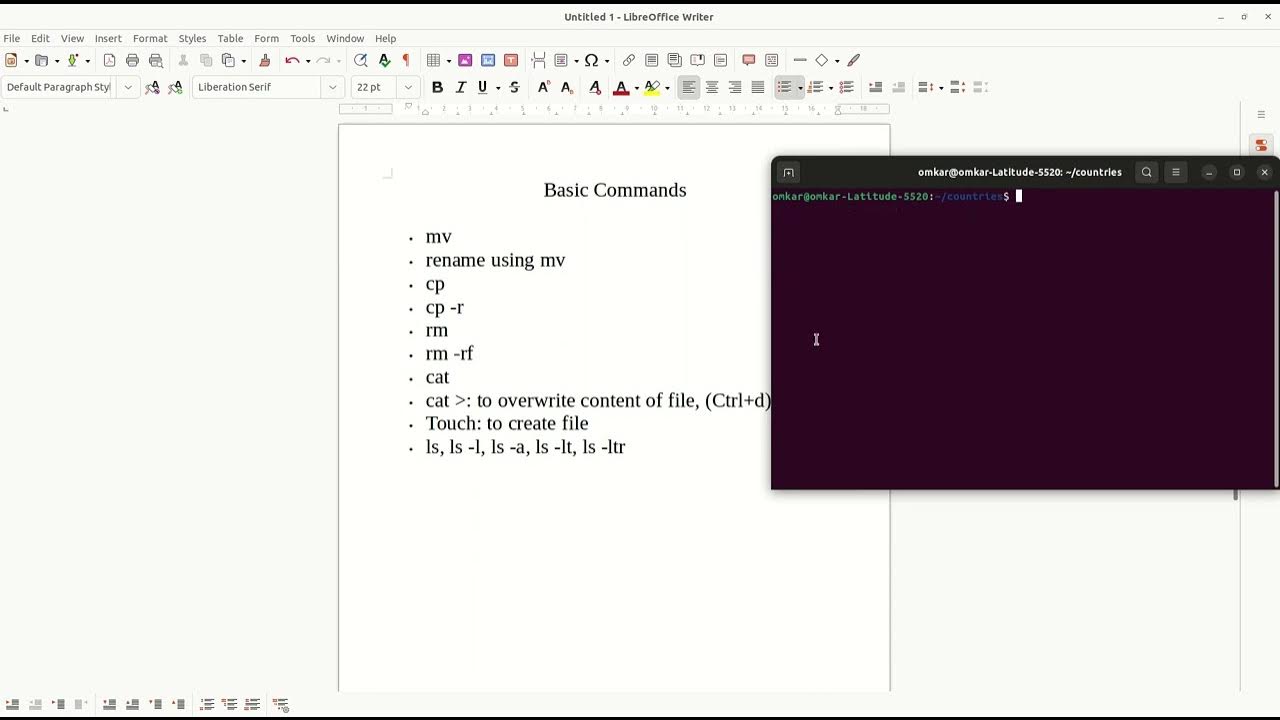 5. More Commands ( mv, cp, mv, touch, rm,ls) - YouTube