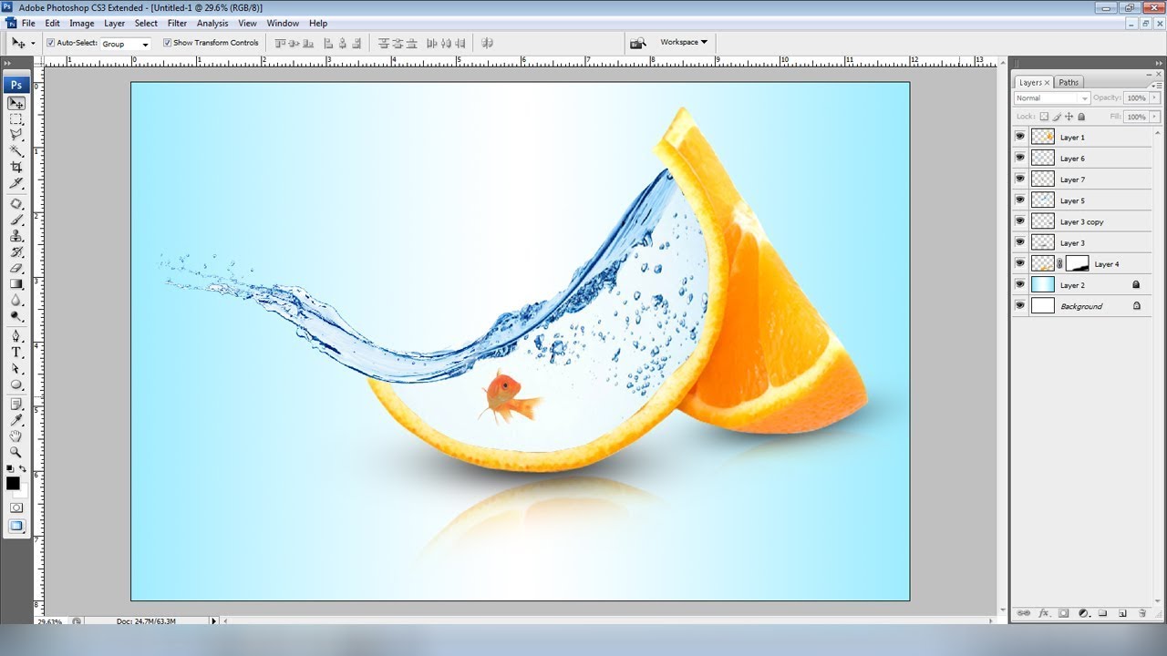How To Create Water Fruit Photo Manipulation Orange - YouTube