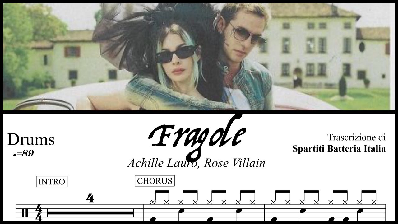 Fragole - Achille Lauro, Rose Villain drumless + spartito PDF - YouTube