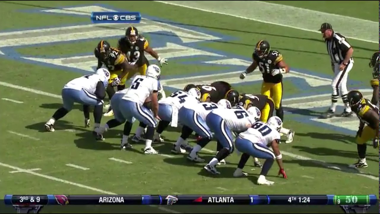 Troy Polamalu Jumps Over the Line of Scrimmage to Make the Goal Line ...