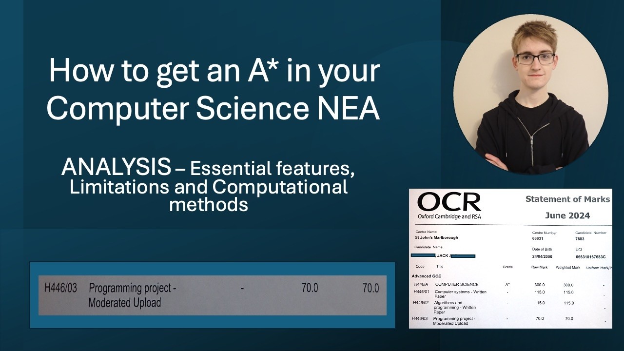 4. Computer Science NEA - Analysis Part 1 - YouTube