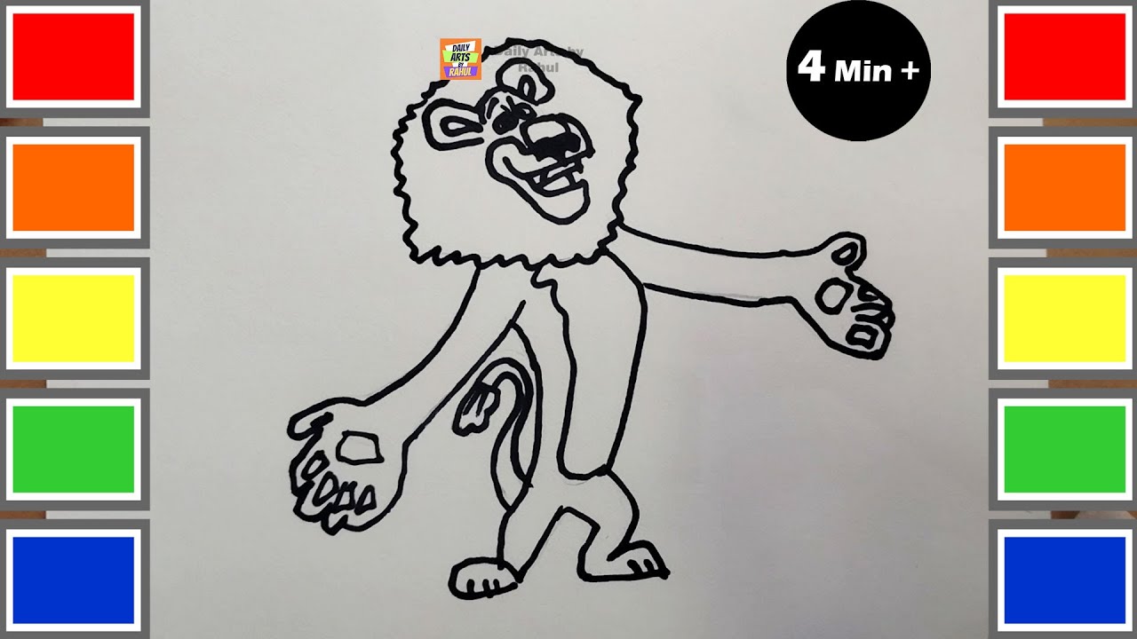 How to Draw an Alex from Madagascar step by step | Coloring Page for ...