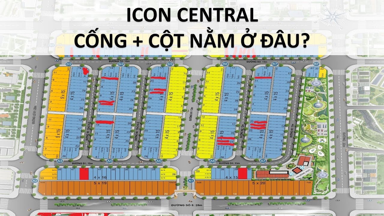 Icon Central - Cập Nhật các Lô có Cống và cột điện dự án Icon Central ...