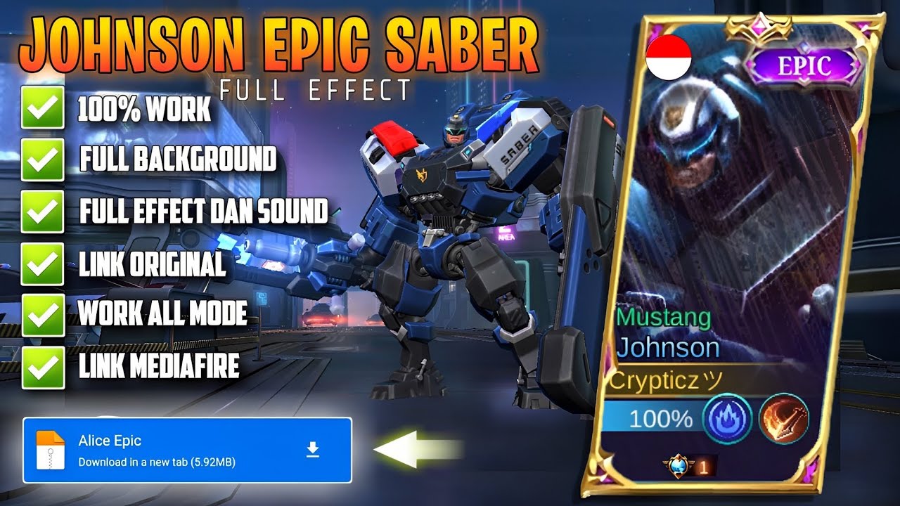 SCRIPT SKIN JOHNSON EPIC SABER AUTOMATA | FULL EFFECT DAN VOICE | PATCH ...