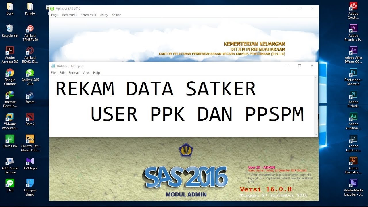 Aplikasi SAS: Part 2- Perekaman Data Satker beserta User PPK dan PPSPM - YouTube
