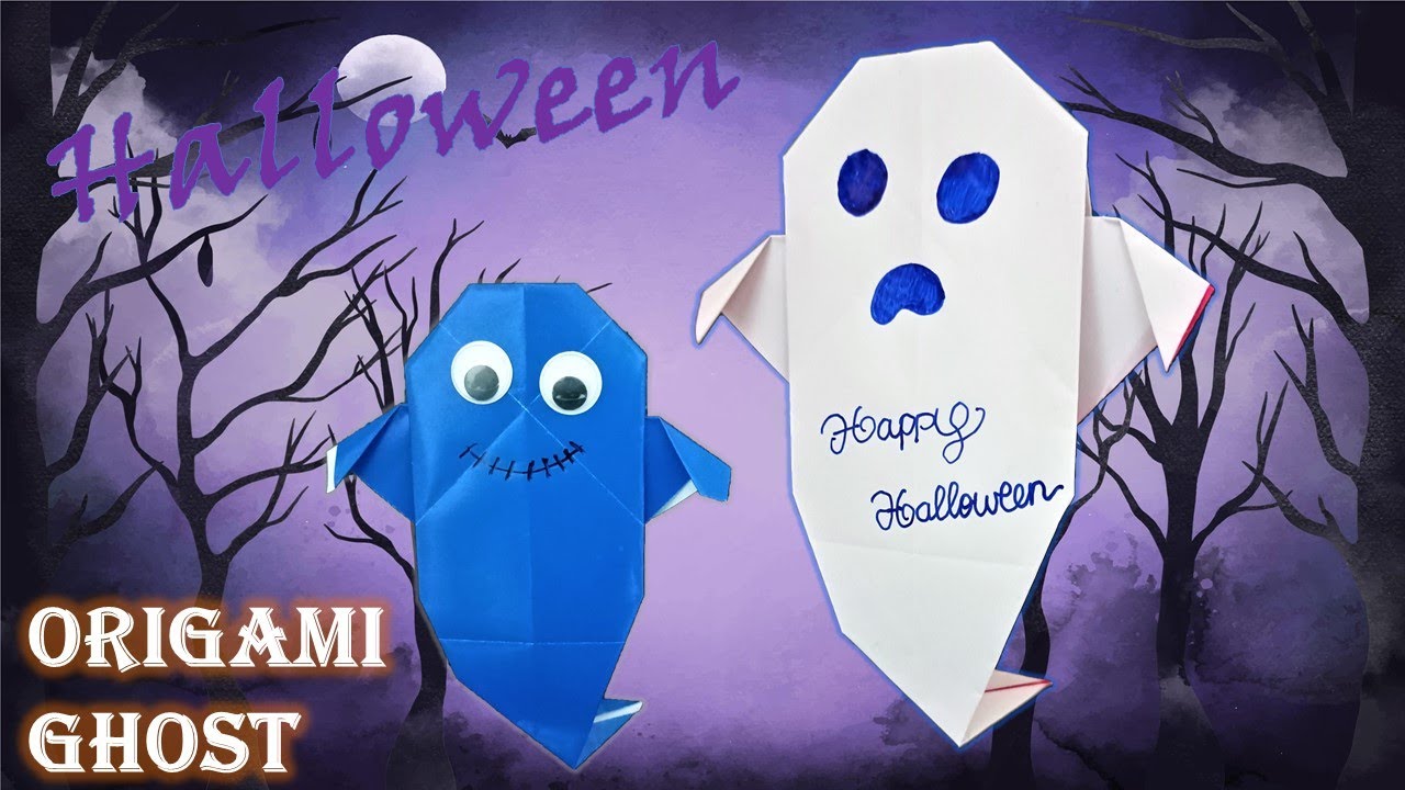 Origami GHOST easy tutorial | Origami Halloween Ghost tutorial #halloween #easyorigami # ...