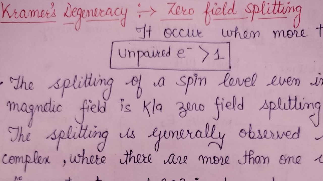 Kramer's degeneracy & zero field splitting in EPR #spectroscopy#pgexams ...