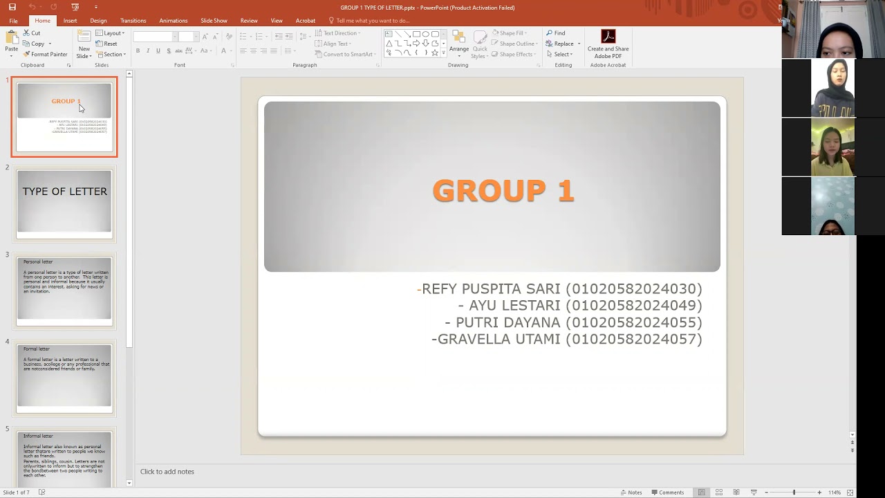 TYPE OF LETTER (GROUP 1) - YouTube