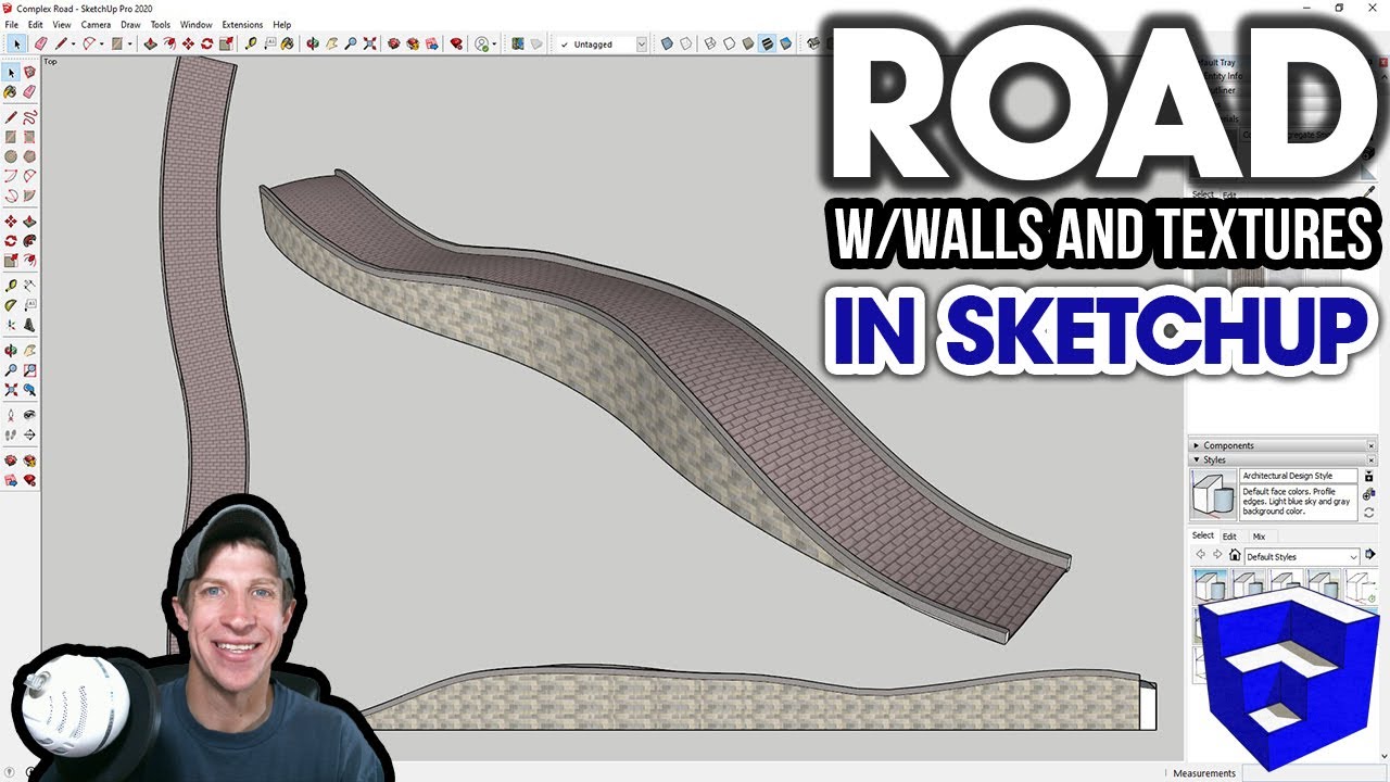 Using EXTENSIONS to Create a Complex Road WITH WALLS in SketchUp - YouTube