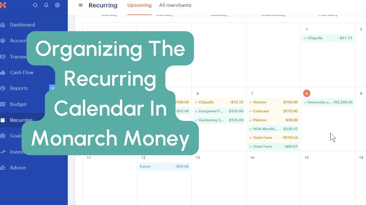 Recurring Calendar Tips and Tricks In Monarch Money - YouTube