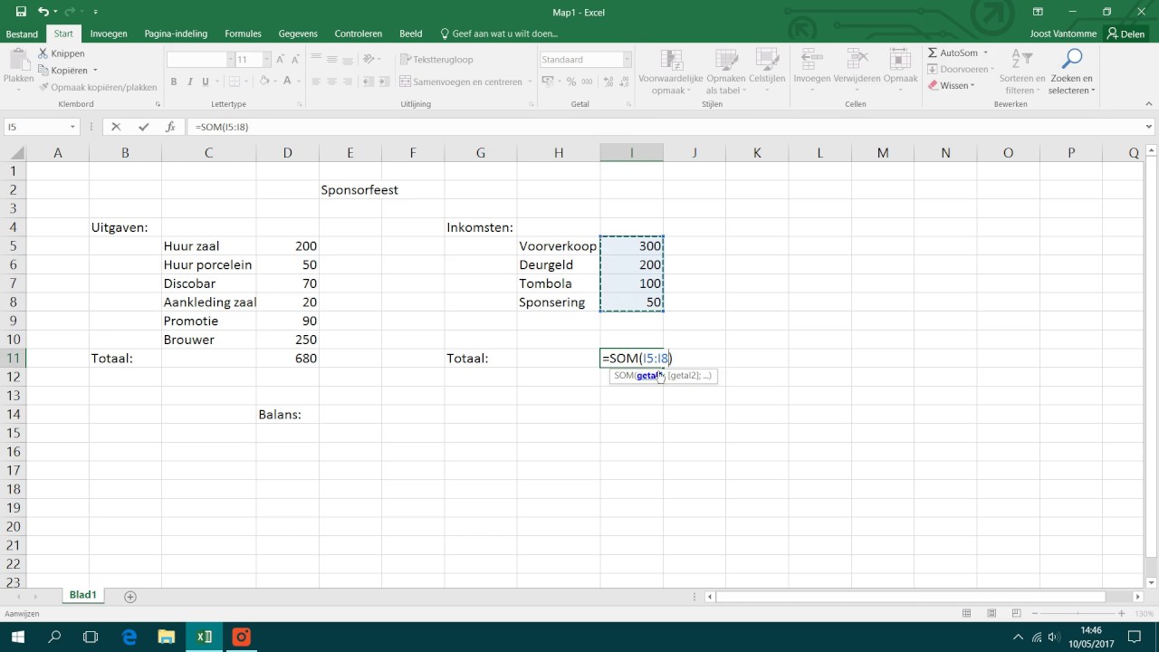 Excel opstellen formules - YouTube