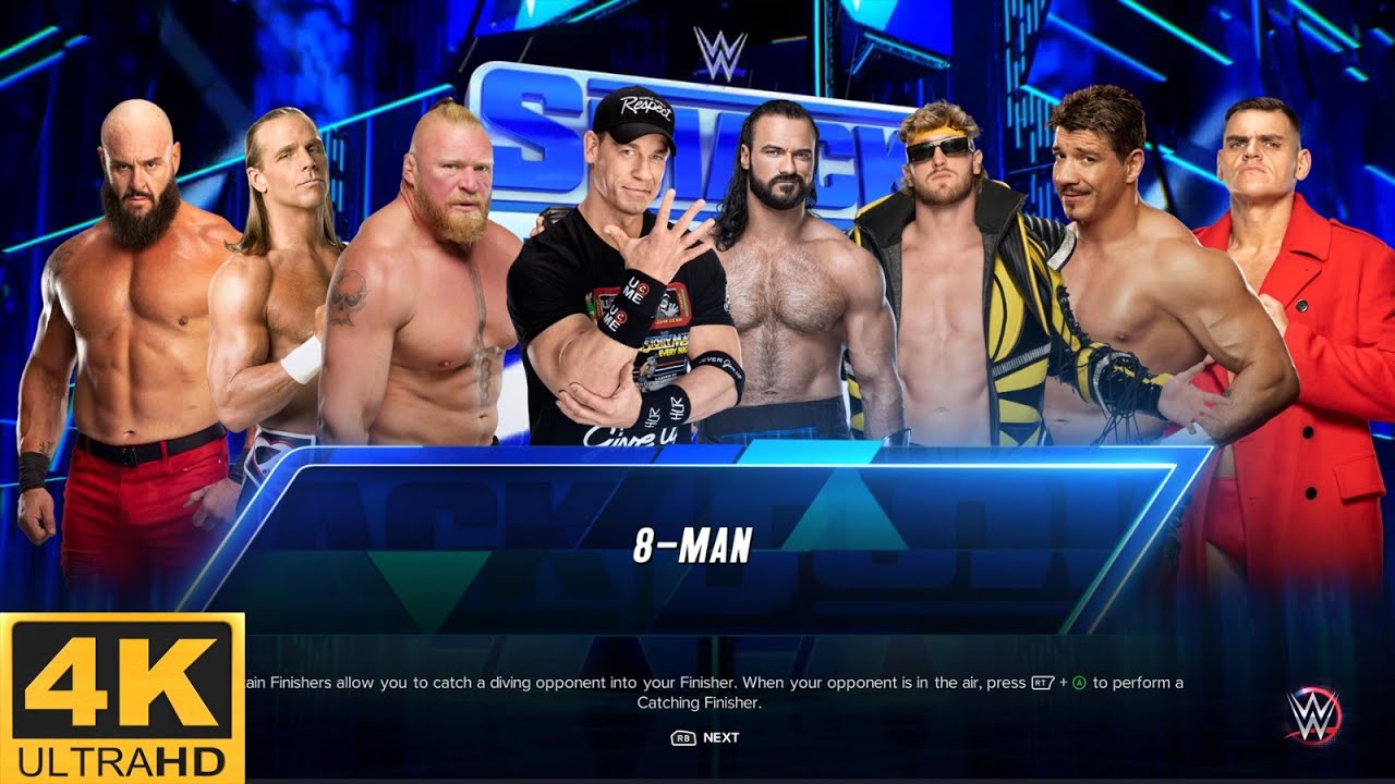 WWE 8 MAN MATCH BRAUN VS JOHN VS BROCK VS LOGAN VS MCINTYRE VS SHAWN VS ...