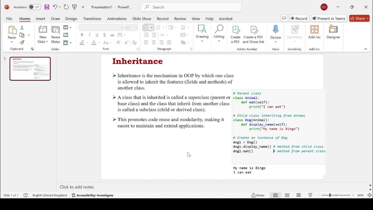 Inheritance in Object Oriented Programming (OOP) using python - YouTube