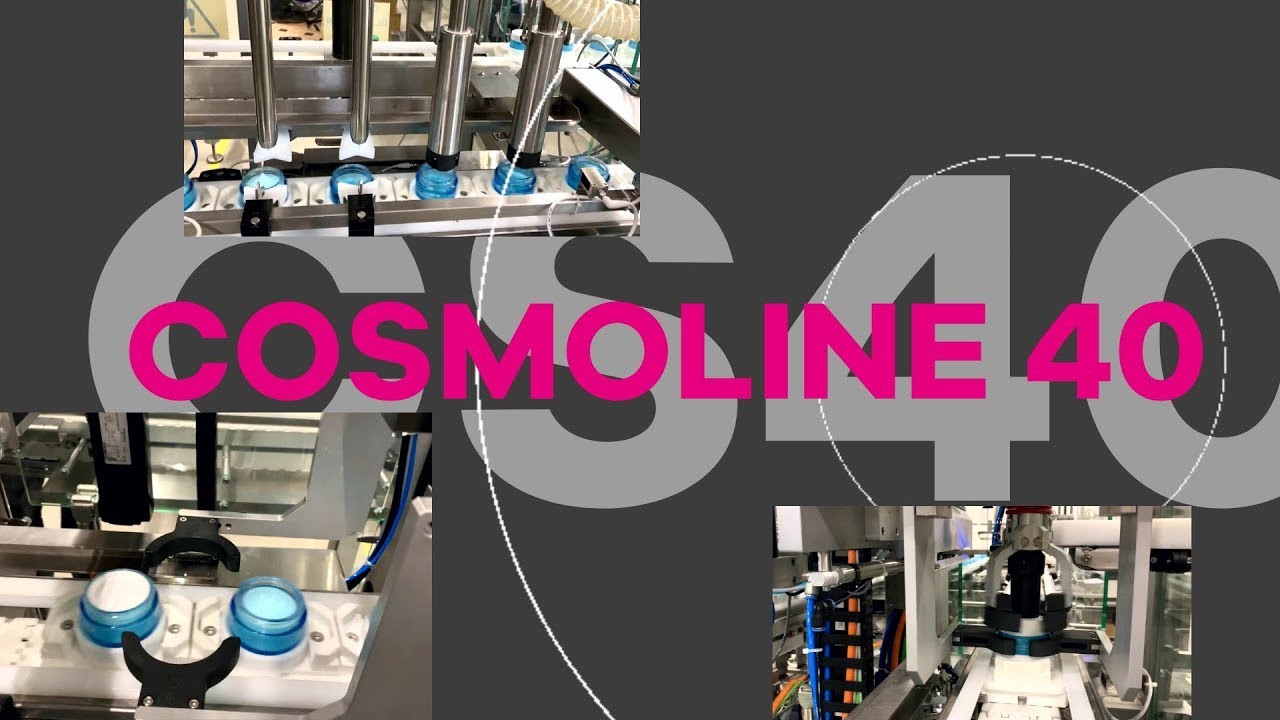 Simple filling line for jars and bottles (Cosmoline 40) - YouTube