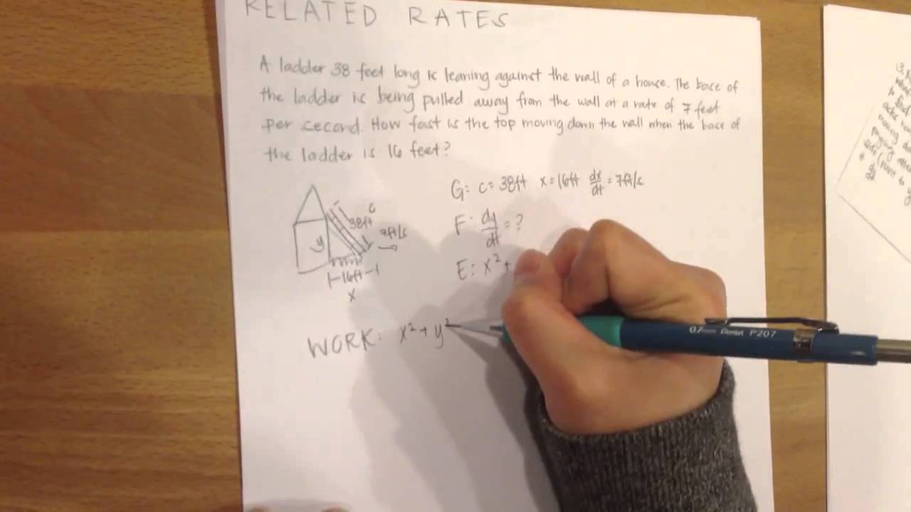 Related Rates Problem - Sliding Ladder - YouTube