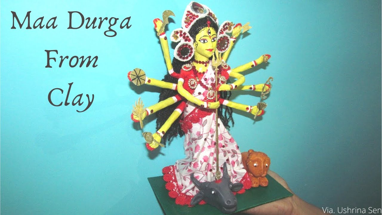 Maa Durga from Clay | DIY Homemade Durga Idol - YouTube