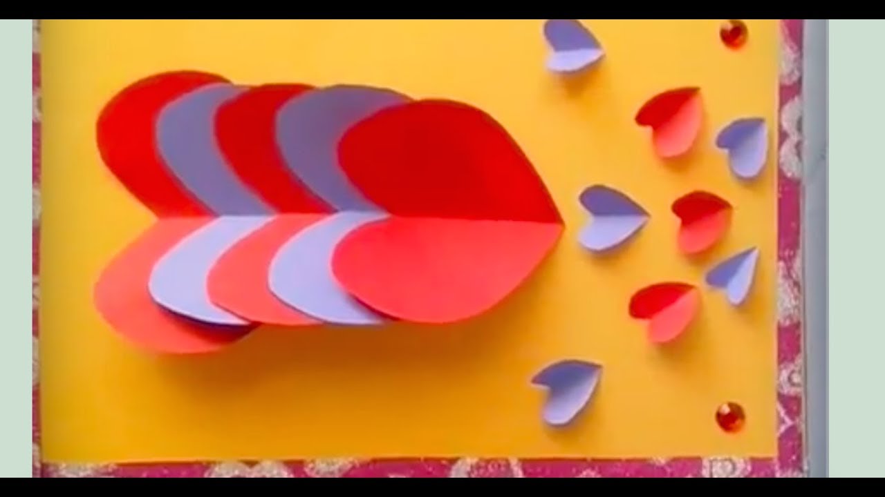 How to make simple Heart shape greeting card,DIY greeting card making ...