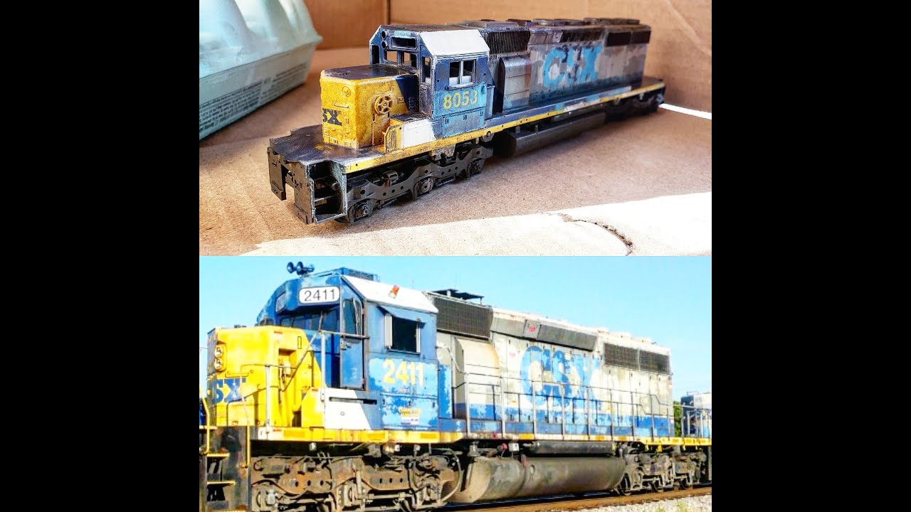 HO Scale: Weathering an Athearn CSX SD40-2 - YouTube