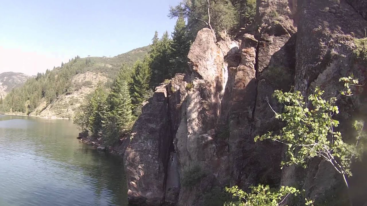 cliff jumping at causey reservoir - YouTube