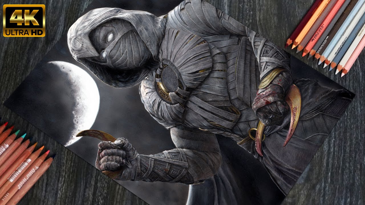 Colored Pencil Drawing Moon Knight - YouTube