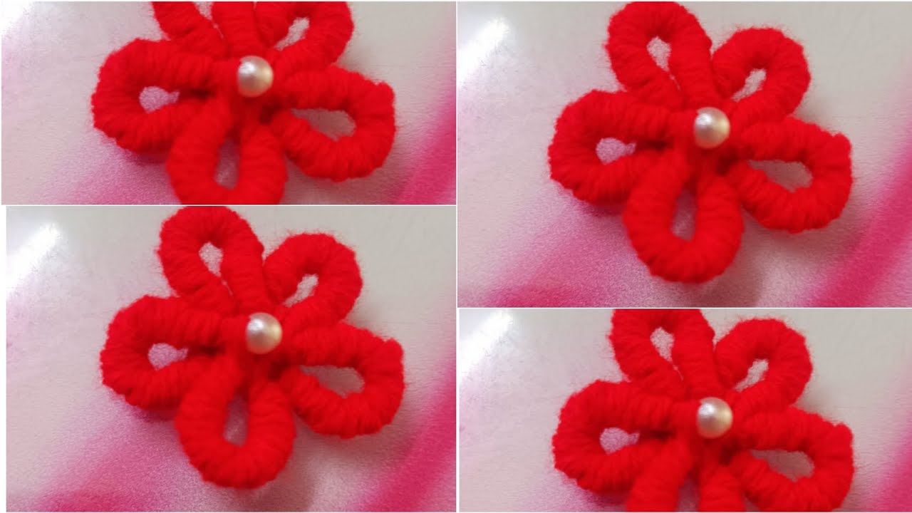 Super easy woolen flower making trick with cotton bud - diy hand ...