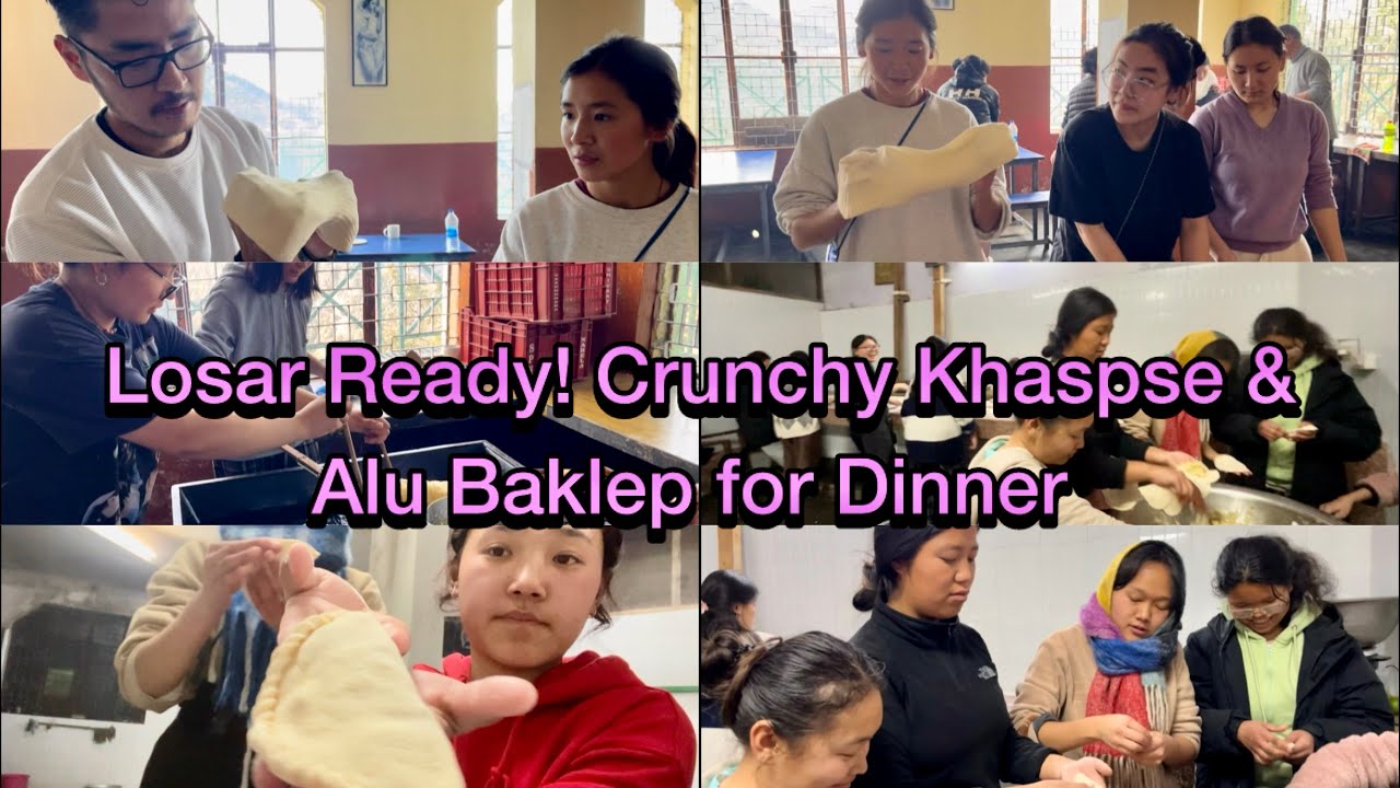Tibetan Hostel Life: Making Khaspse & Alu Baklep for Dinner # ...