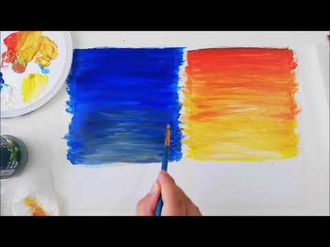 Akrilik Boya Gece Gün Batımı Çalışması/ Renkli Resim Teknikleri