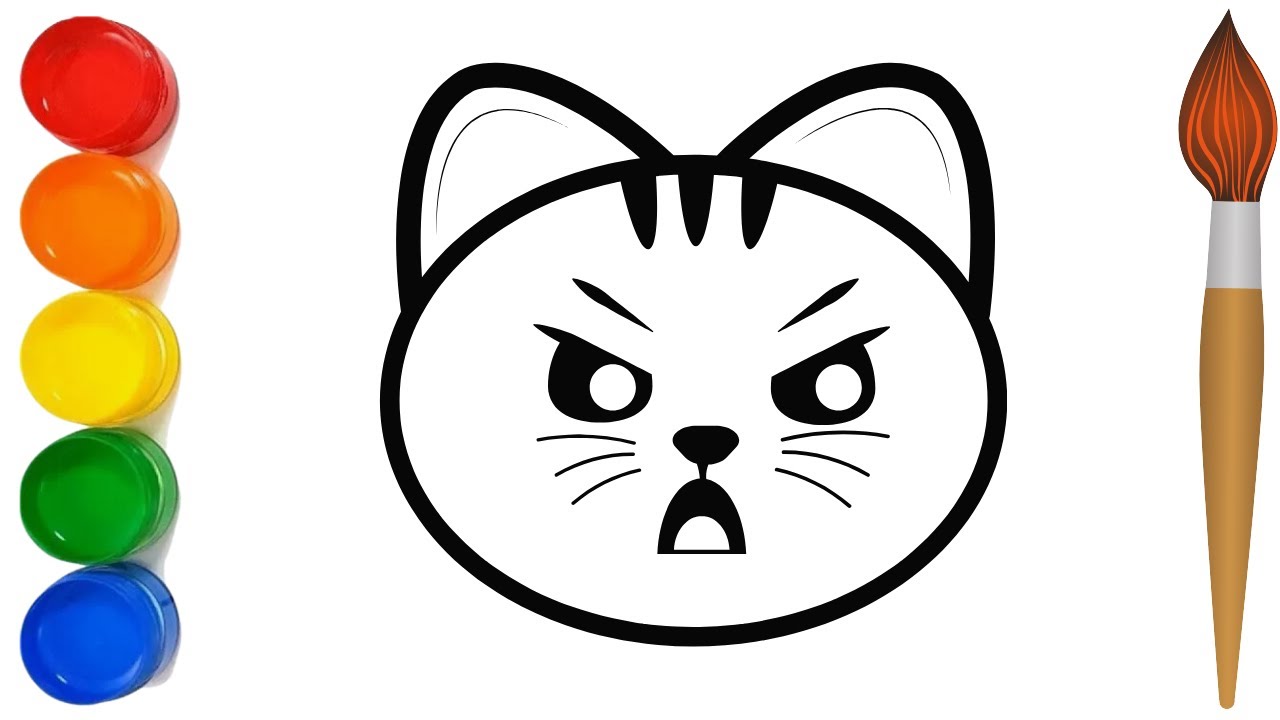 Angry Kitty Drawing painting & Coloring For kids And Toddlers _ Child ...