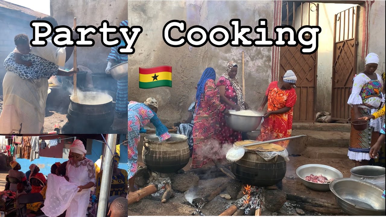 Cooking PARTY TUO-ZAAFI + RICE AND STEW in the ZONGO COMMUNITY|| naming ...