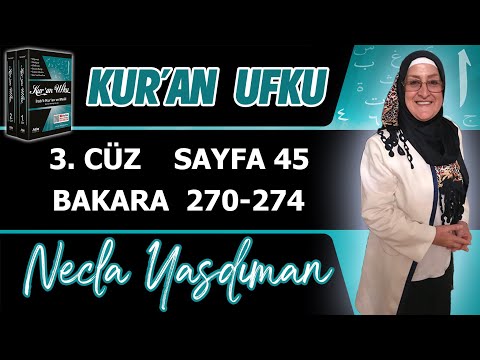 45. KUR'AN SAYFASI Kelime Meali, İ'râbı, Kısa Tefsiri (BAKARA 270-274) Necla Yasdıman Kur'an Ufku