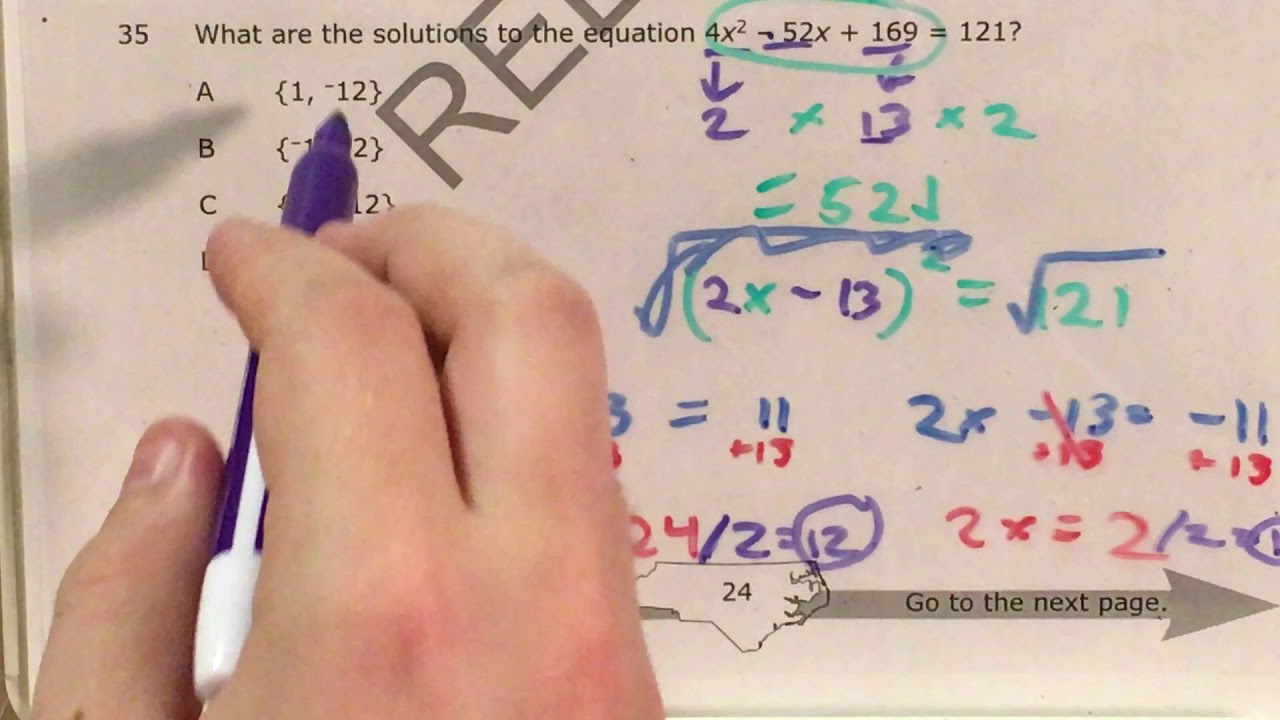 NC Math 1 Released question 35 (released 2018 - 2019) - YouTube