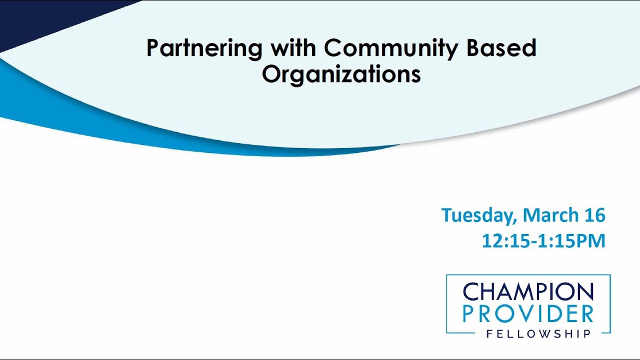 Intro: Partnering with Community Based Organizations - YouTube