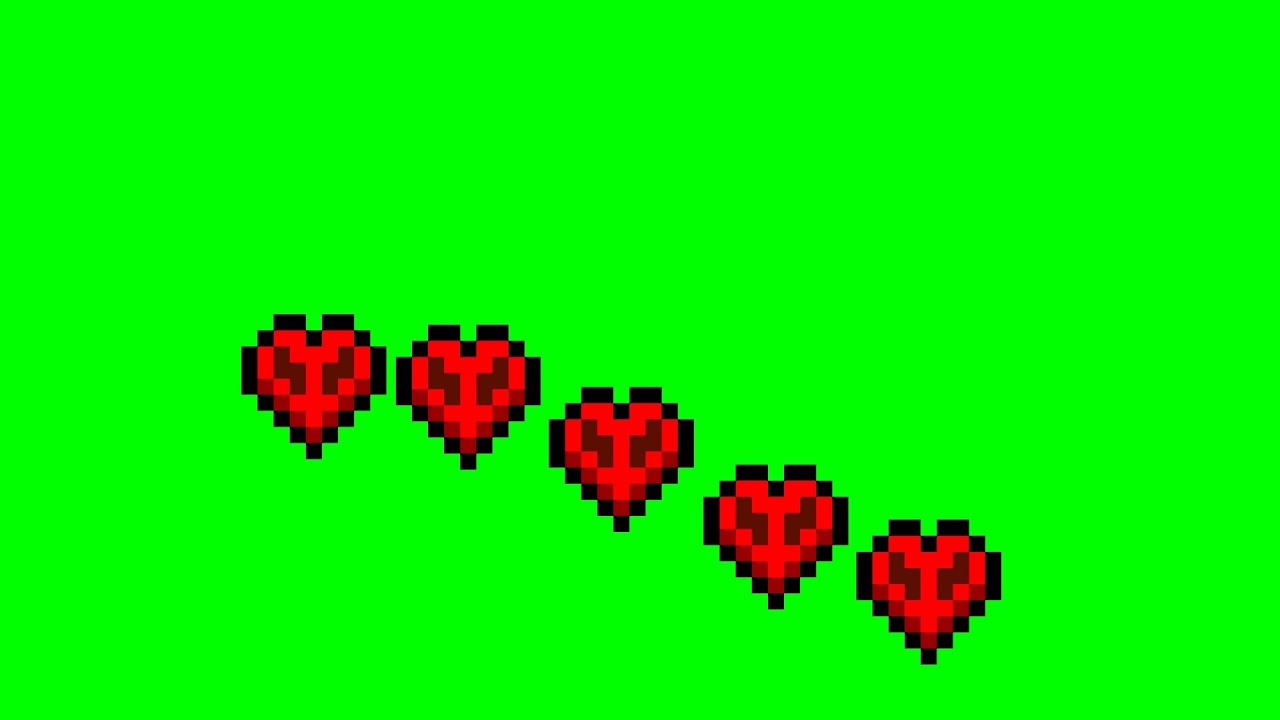 minecraft 5 hardcore heart animation green screen - YouTube