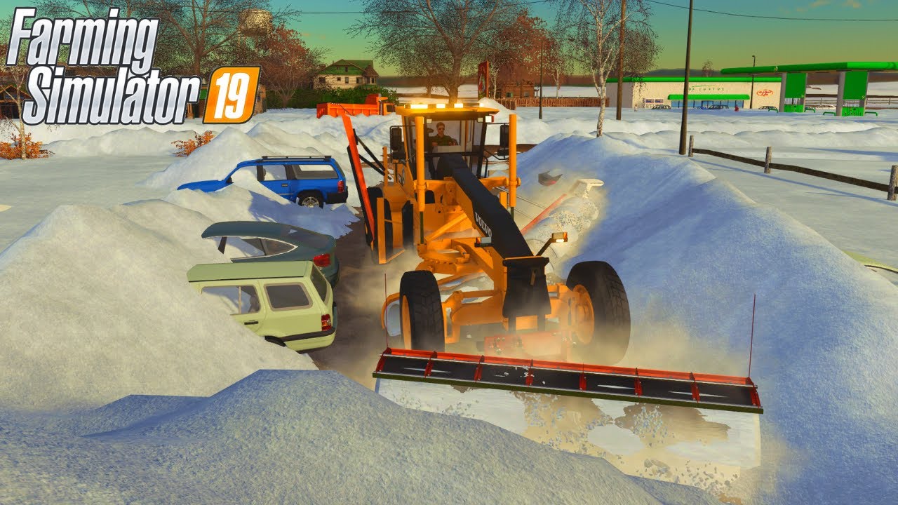 Cleaning Up Town Parking Lots After HUGE Snow Storm | FS19 | Part 1 ...