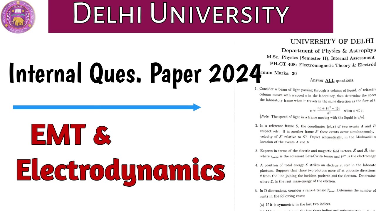 EMT & Electrodynamics | Internal Question Paper 2024 | MSc Physics ...