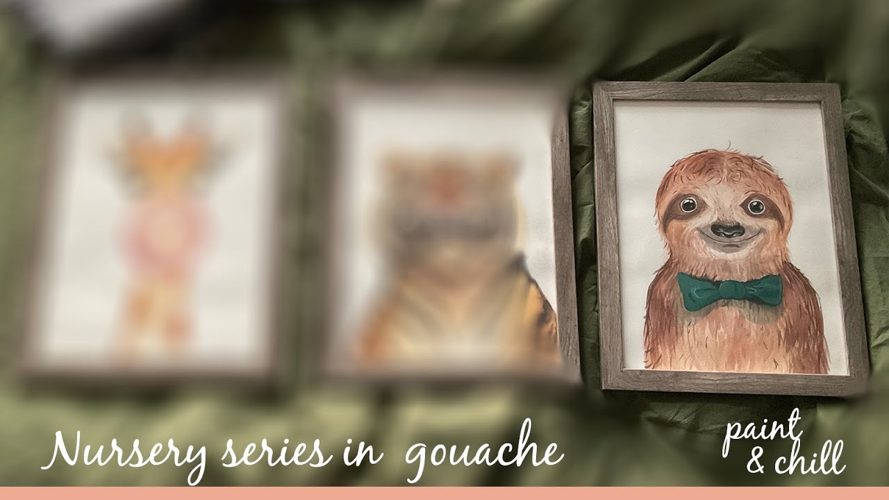 Nursery Gouache Painting Series - Part 3 - The Dapper Sloth - YouTube