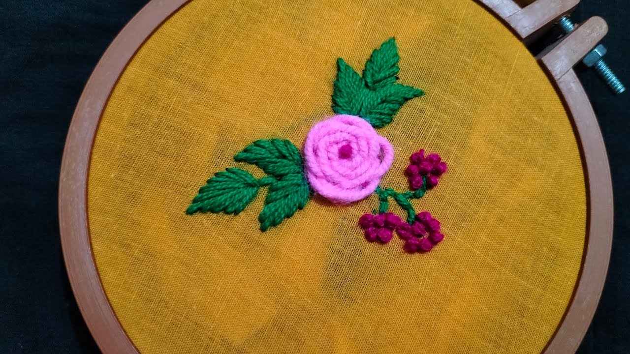 most popular hand embroidery rose design drawing and stitching tutorial ...