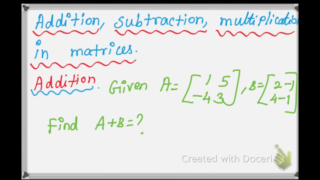Addition , subtraction , multiplication and scalar multiplication of ...