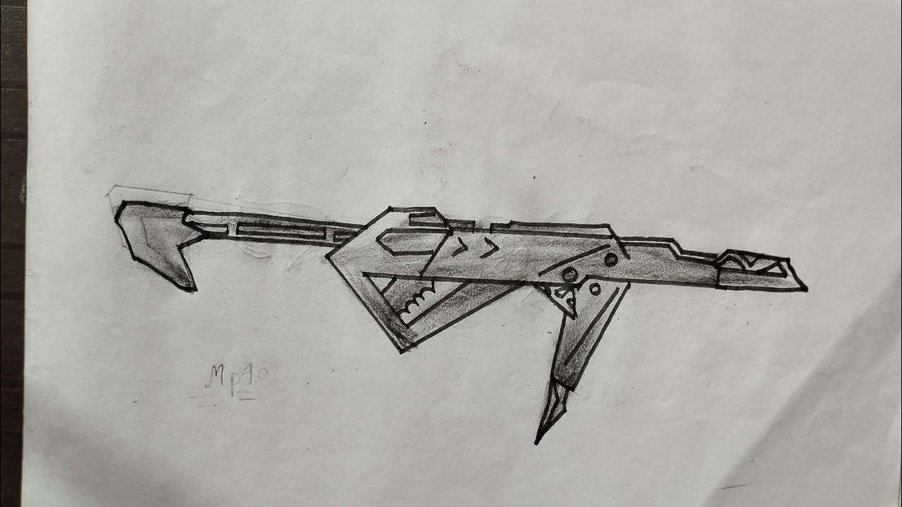 how to draw a Mp 40 gun skin - YouTube