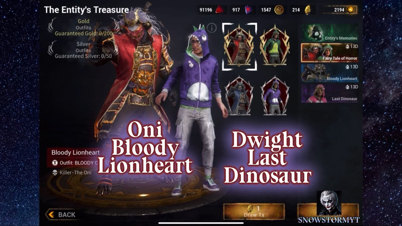 Oni Bloody Lionheart & Dwight Last Dinosaur Gacha | Dead by Daylight ...