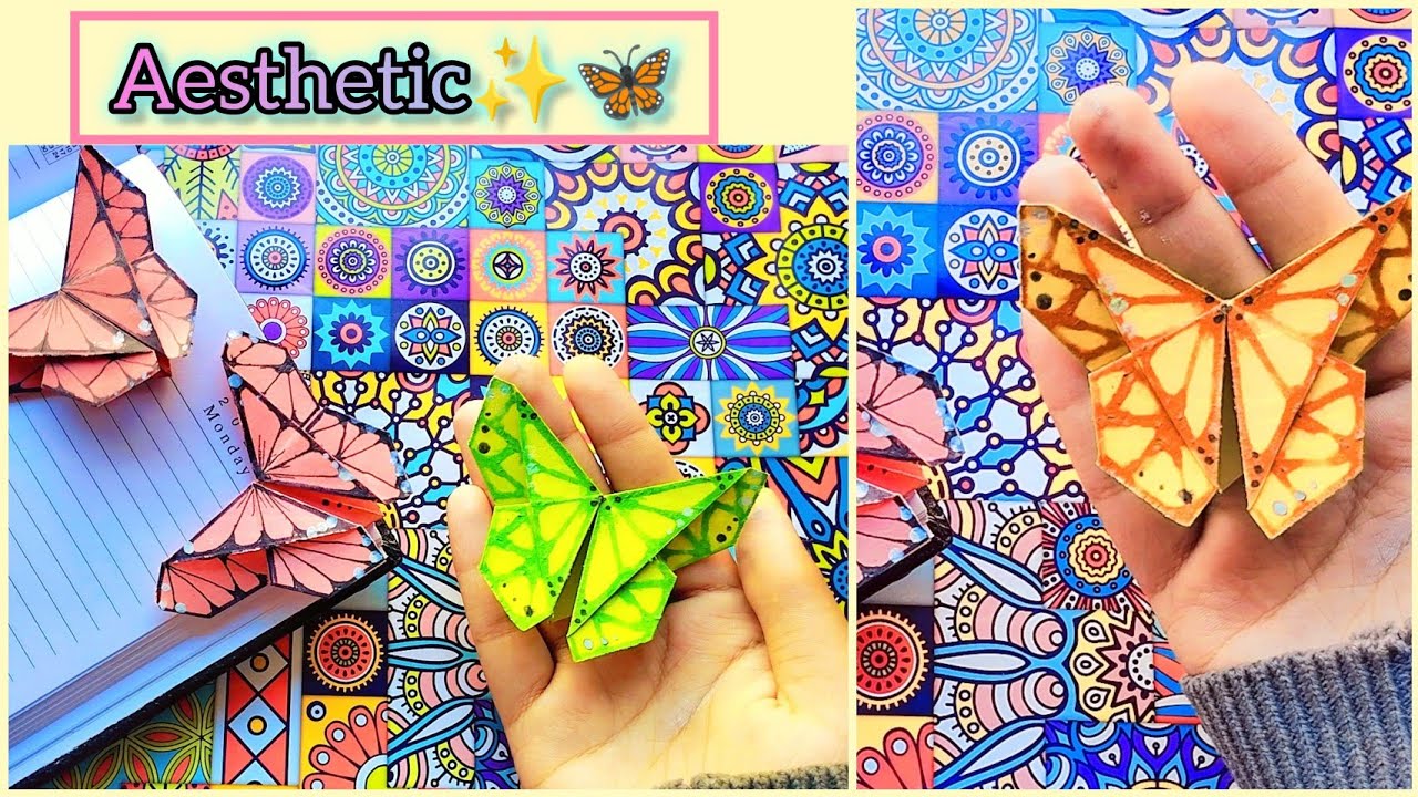 🦋 ORIGAMI AESTHETIC BUTTERFLY BOOKMARK IDEA/ DIY Bookmark idea ...