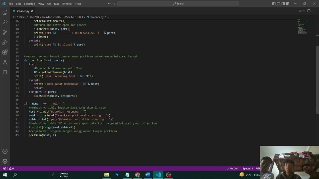 Project UAS pemrograman python | Port Scanner - YouTube