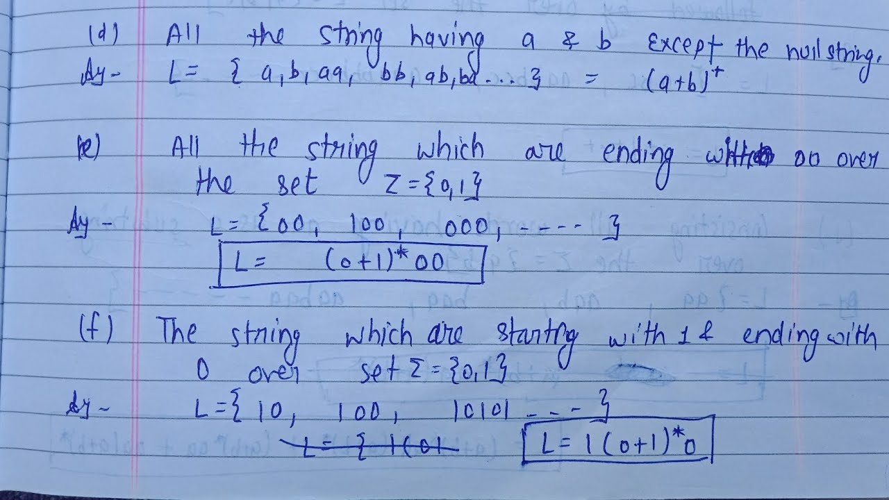Regular Expression Examples 3 Toc Lec 23 Youtube