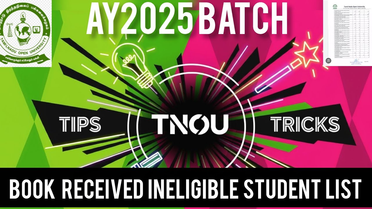 Tamilnadu open university tnou AY2025 Book received ineligible student ...