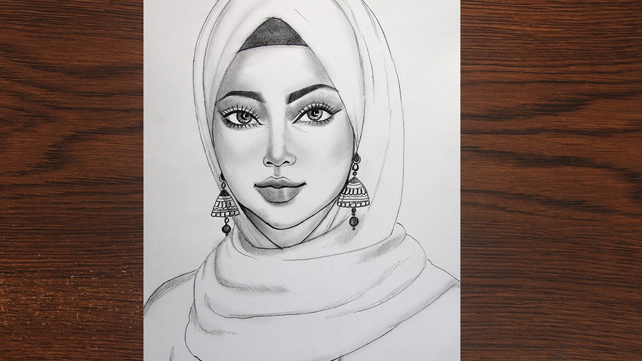How to draw A girl with hijab - Pencil sketch - Drawing tutorial. how ...